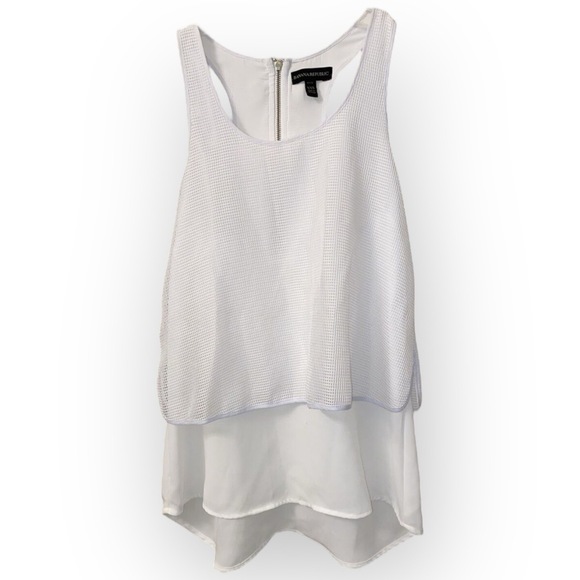 Banana Republic | Tops | Nwt Banana Republic White Layered Mesh Overlay ...